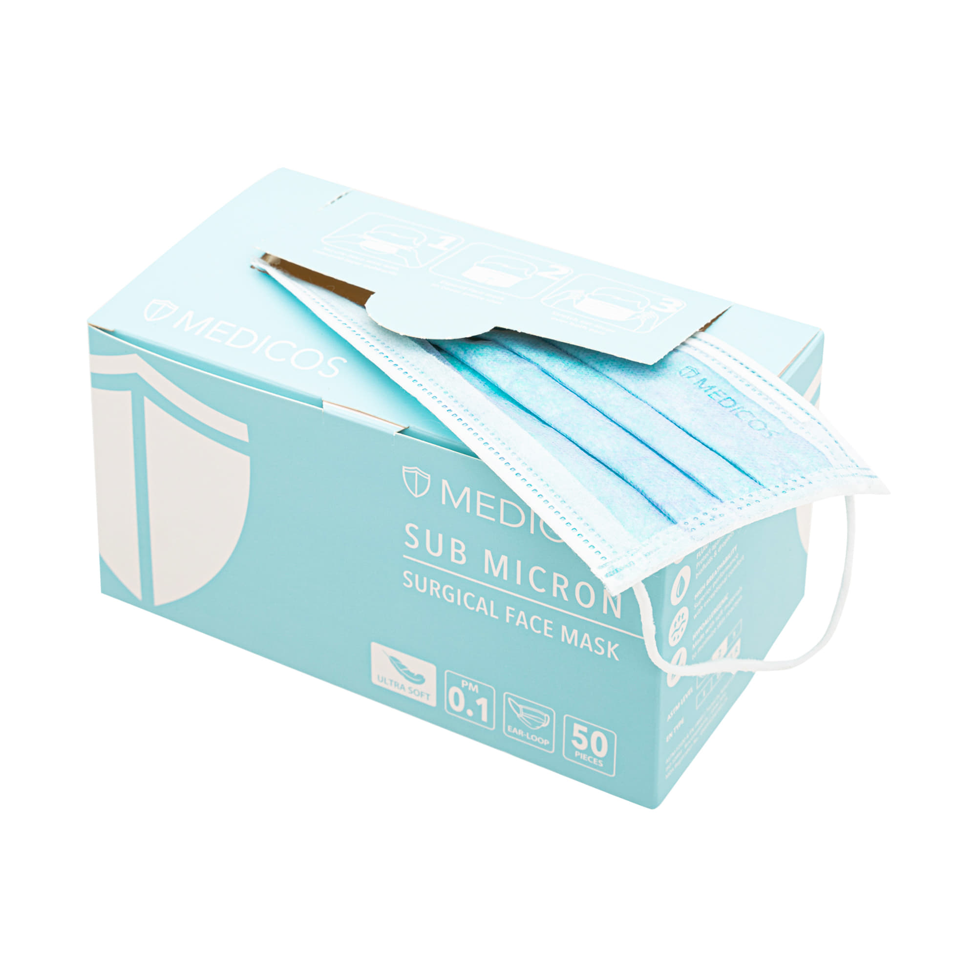 Ultra Soft Sub Micron Surgical Face Mask (Aqua Coral) - MEDICOS